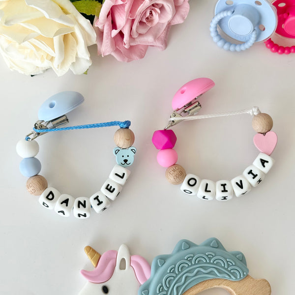 Personalised Dummy Clips & Chains - Unique & Safe - CMC Gold - CMC Gold