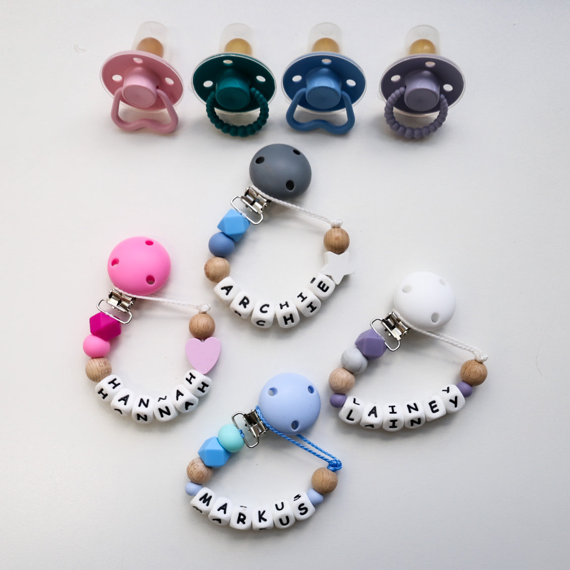 Personalised Dummy Clips & Chains - Unique & Safe - CMC Gold - CMC Gold