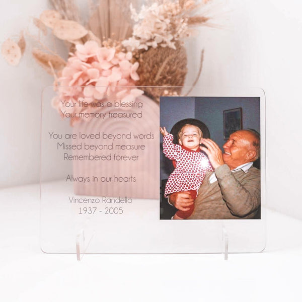 Transparent Acrylic Printed Photo Frame - Always in our hearts - CMC Gold