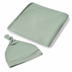 Sage Baby Jersey Wrap & Beanie Set - CMC Gold