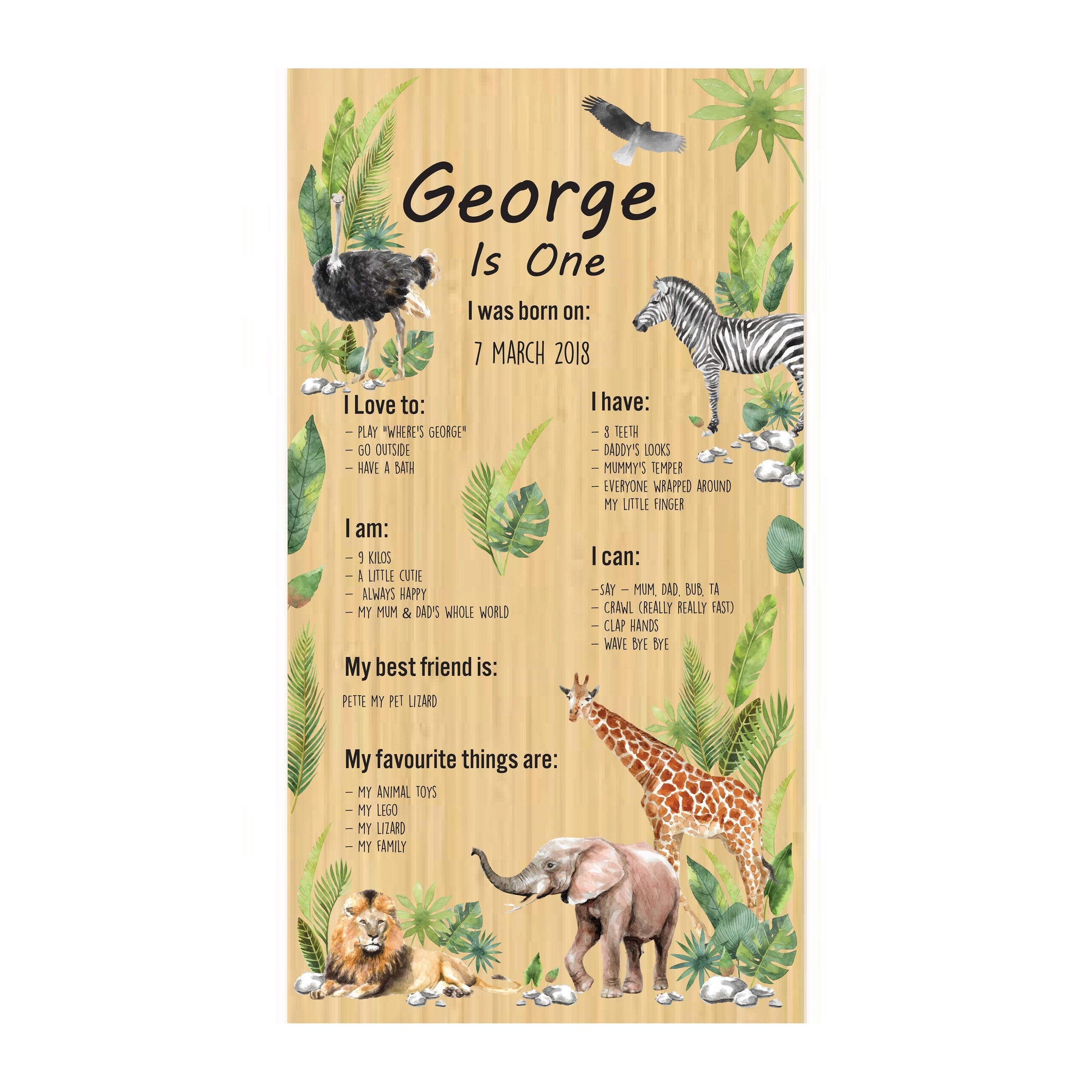 Jungle Birthday Board - CMC Gold - CMC Gold